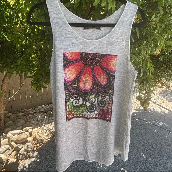 Alfani | Tops | New Alfani Gray Tank Top With Vibrant Floral Design ...